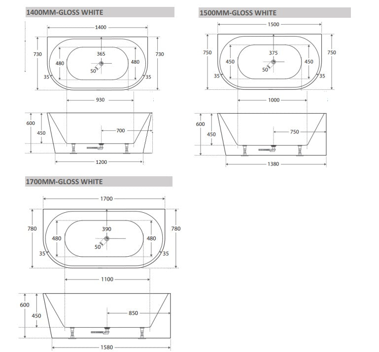 Relaxa Back To Wall Free Standing Bath – Tuck Plumbing Fixtures