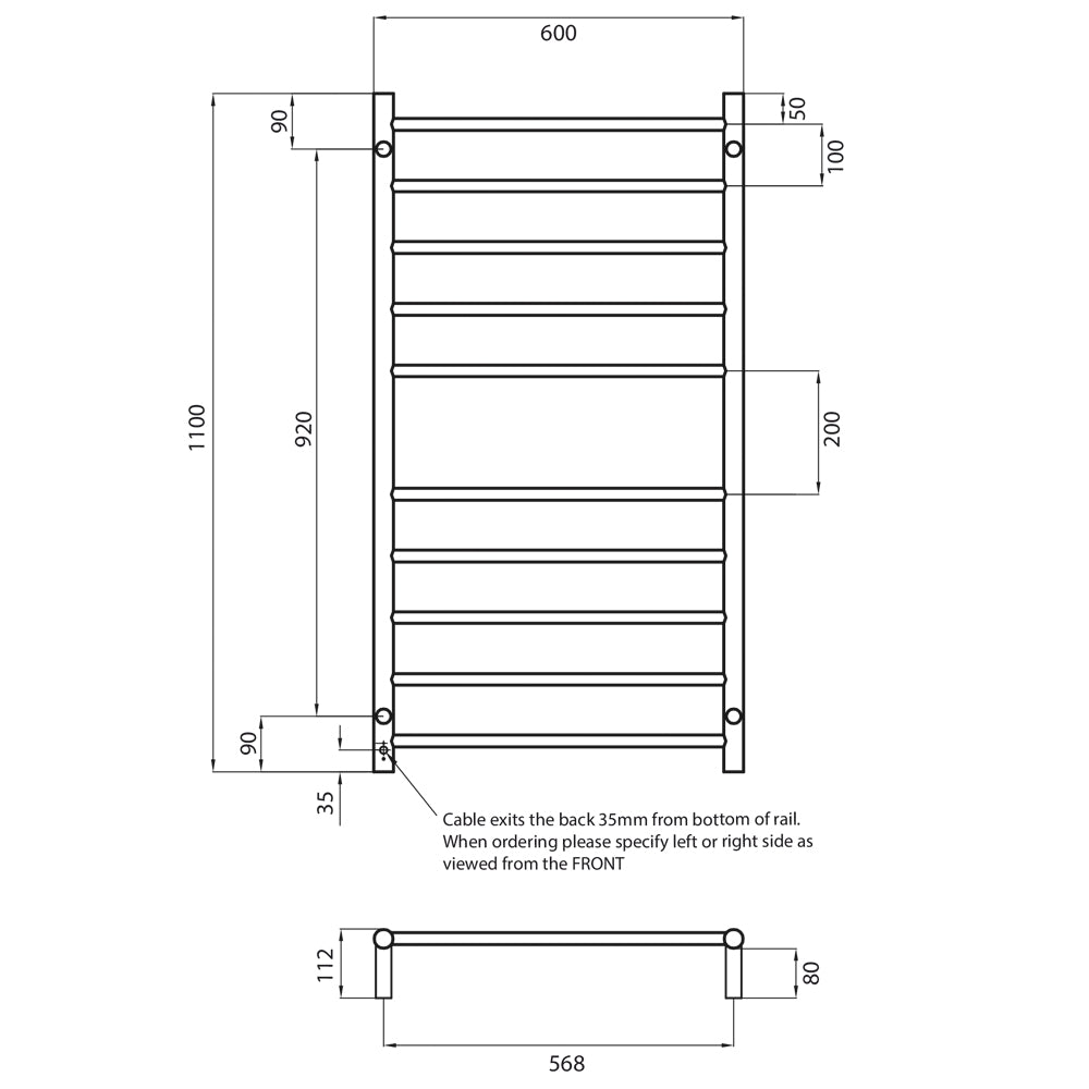 Radiant Heated Round Ladder 600 x 1100mm Light Gold – Tuck Plumbing ...