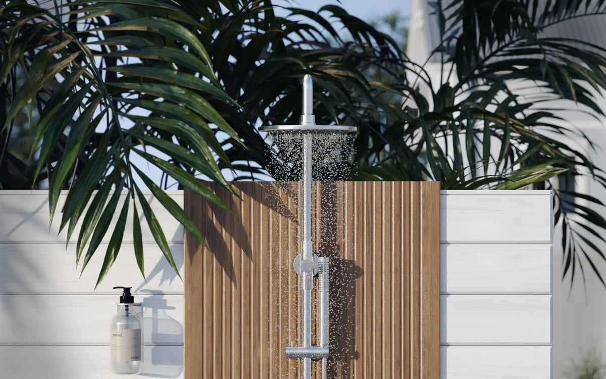 Meir Outdoor 316SS Twin Shower System – Tuck Plumbing Fixtures